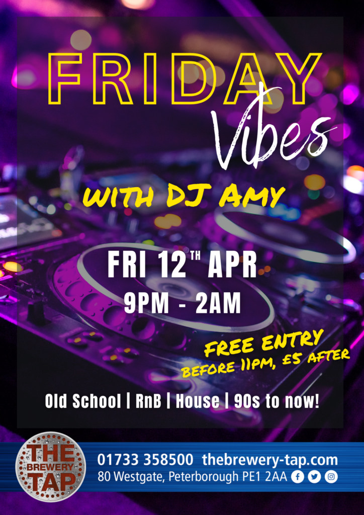 FRI 12TH APR FROM 9PM: "FRIDAY VIBES WITH DJ AMY" - The Brewery Tap ...