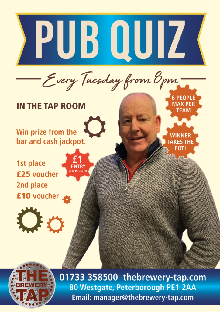 TUE 2ND SEPT FROM 8PM: "TUESDAY PUB QUIZ" - The Brewery Tap - Peterborough